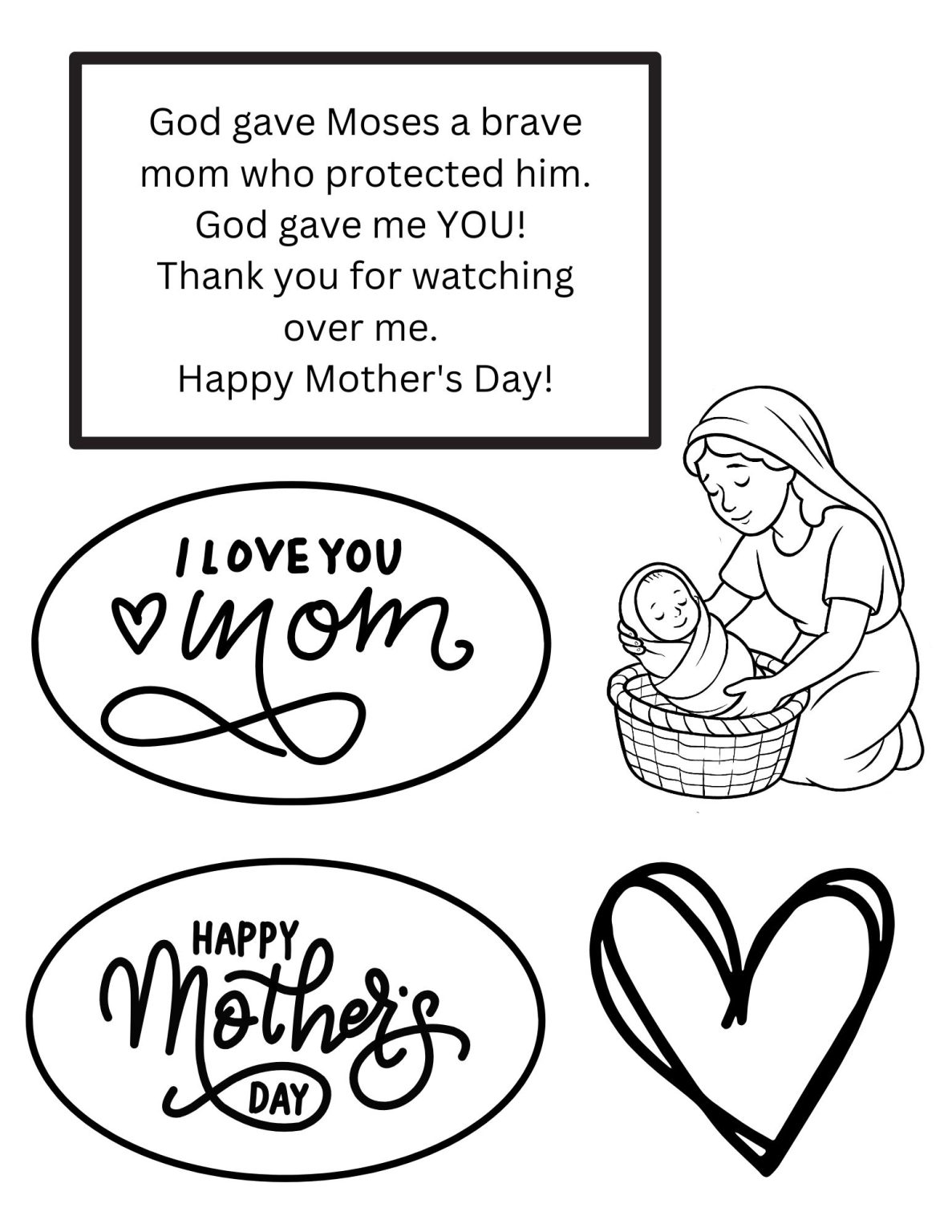 Baby Moses Mother's Day Card Craft (3 Options) - Tips of Wisdom